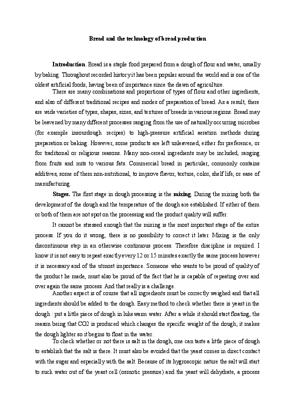 (DOC) Bread and the technology of bread production