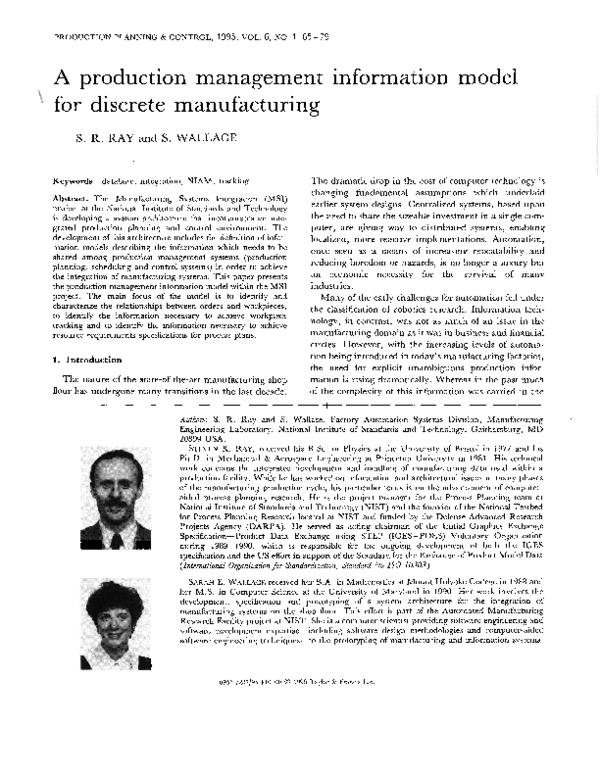 (PDF) A production management information model ' for discrete ...