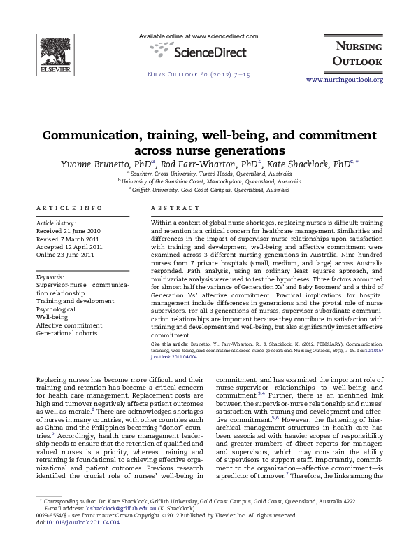 (PDF) Communication, training, well-being, and commitment across nurse ...