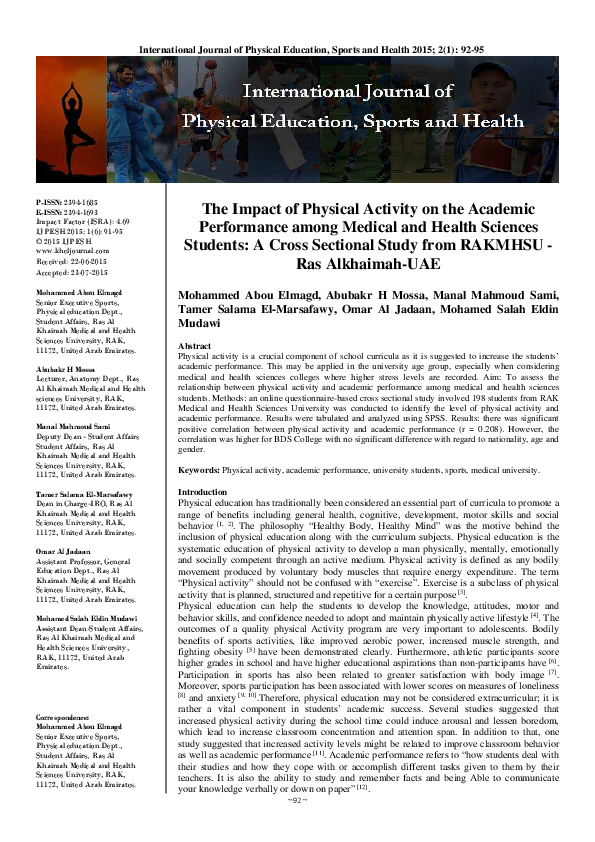 (PDF) The Impact of Physical Activity on the Academic Performance among ...