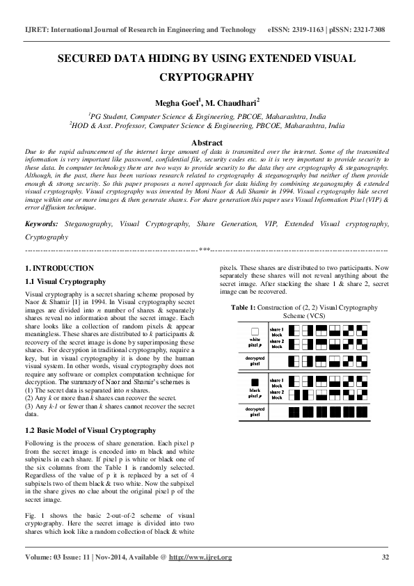 Pdf Secured Data Hiding By Using Extended Visual Cryptography 