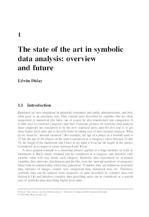 (PDF) The State of the Art in Symbolic Data Analysis: Overview and ...