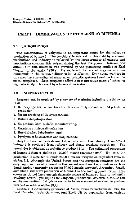 (PDF) Ethylene dimerization and oligomerization to butene-1 and linear ...