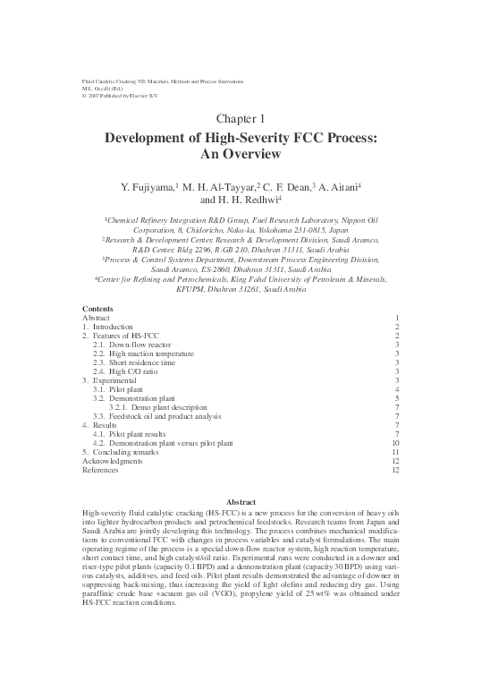 (PDF) Chapter 1 Development of high-severity FCC process: an overview