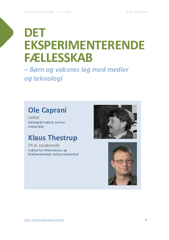 (PDF) Det eksperimenterende fællesskab - Børn og voksnes leg med medier ...