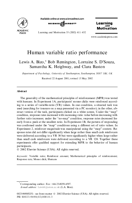 (PDF) Human variable ratio performance