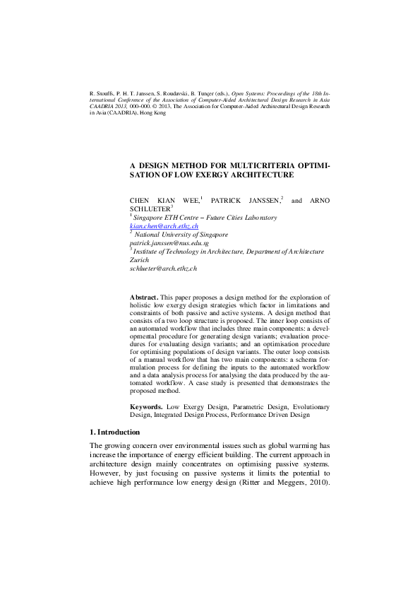 (PDF) A Design Method for Multicriteria Optimization of Low Exergy Architecture