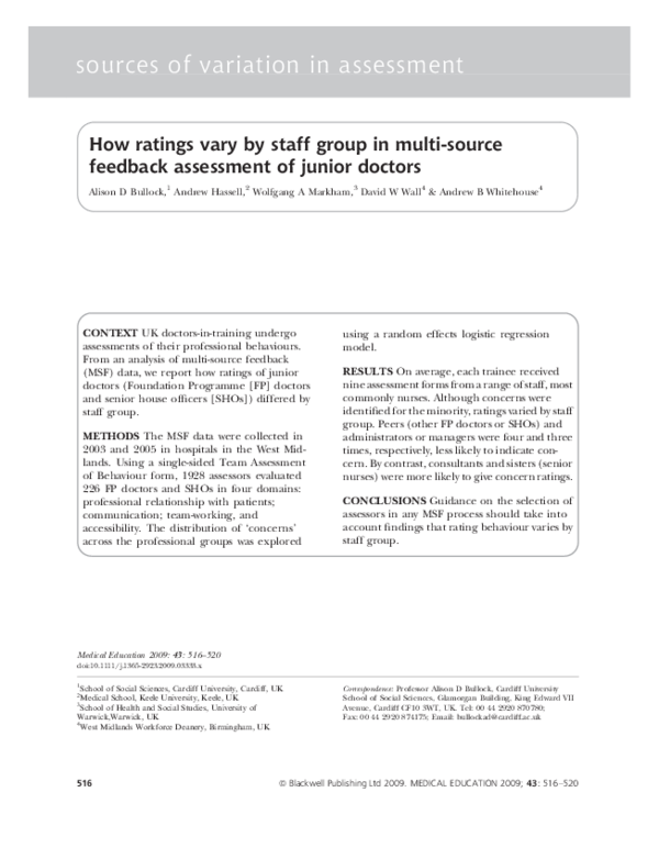 (PDF) How ratings vary by staff group in multi-source feedback ...