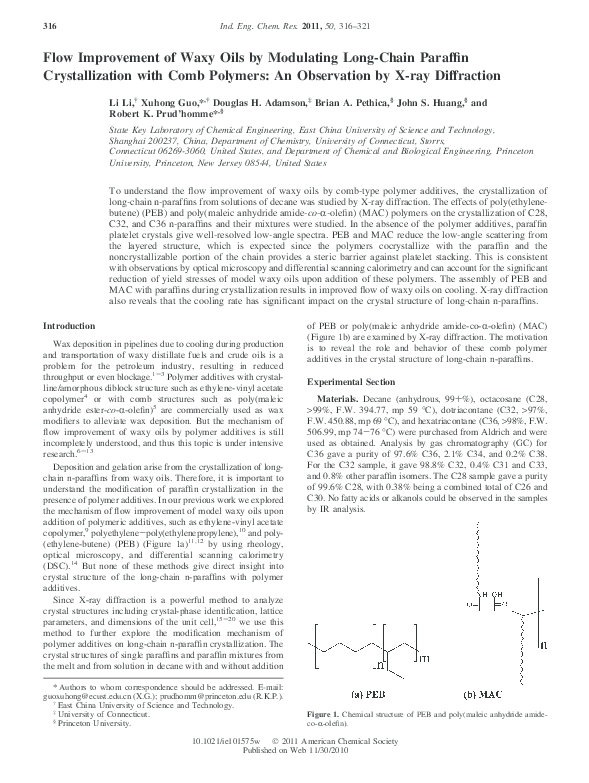 (PDF) Flow Improvement of Waxy Oils by Modulating Long-Chain Paraffin ...