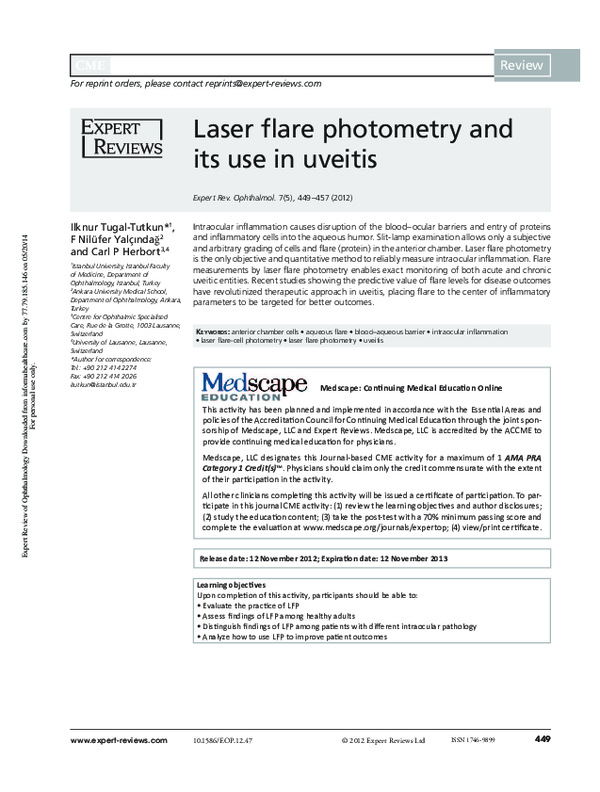 Laser flare photometry and its use in uveitis