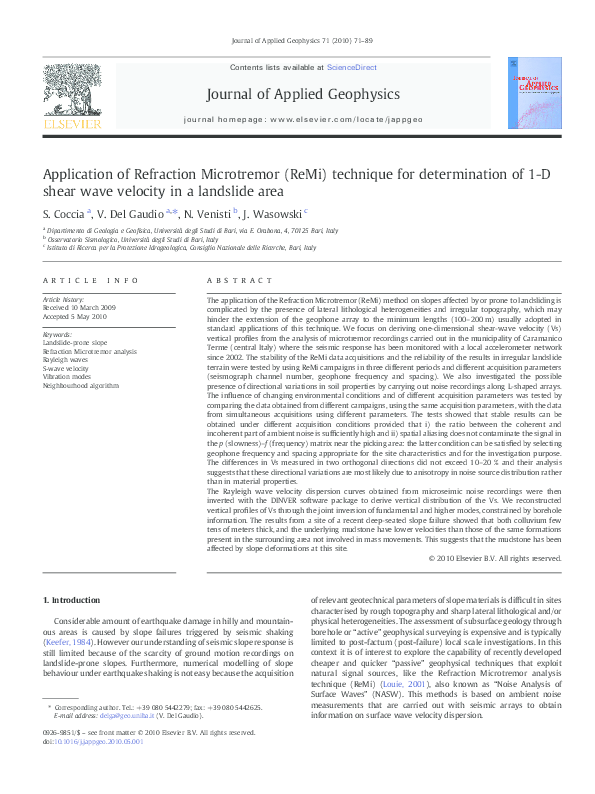 (PDF) Application of Refraction Microtremor (ReMi) technique for ...