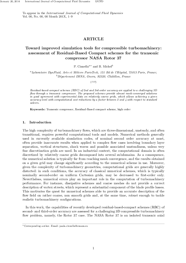 (PDF) Toward improved simulation tools for compressible turbomachinery: assessment of residual ...
