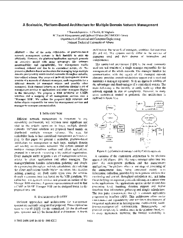 (PDF) A scaleable, platform-based architecture for multiple domain network management