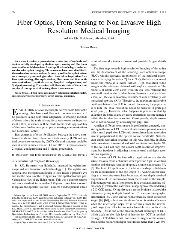 (PDF) Fiber Optics, From Sensing to Non Invasive High Resolution ...