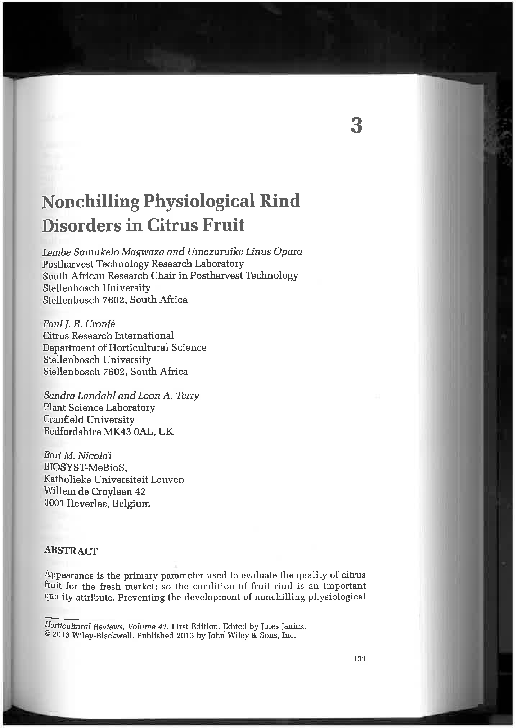 (PDF) Nonchilling Physiological Rind Disorders in Citrus Fruit