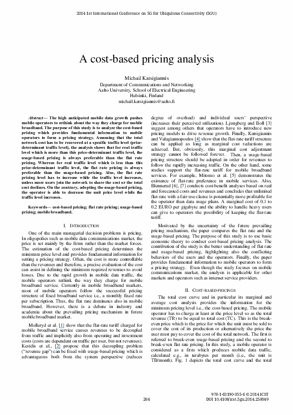 (PDF) A cost-based pricing analysis