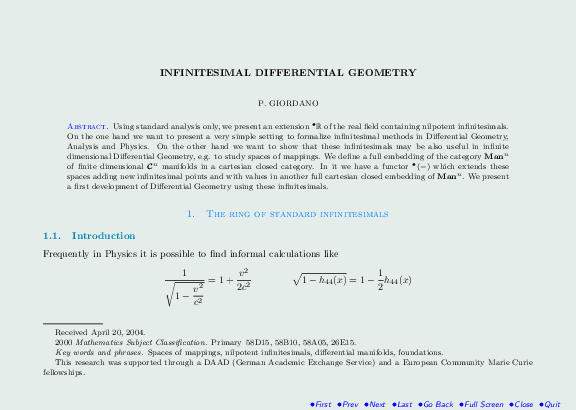 (PDF) Infinitesimal Differential Geometry
