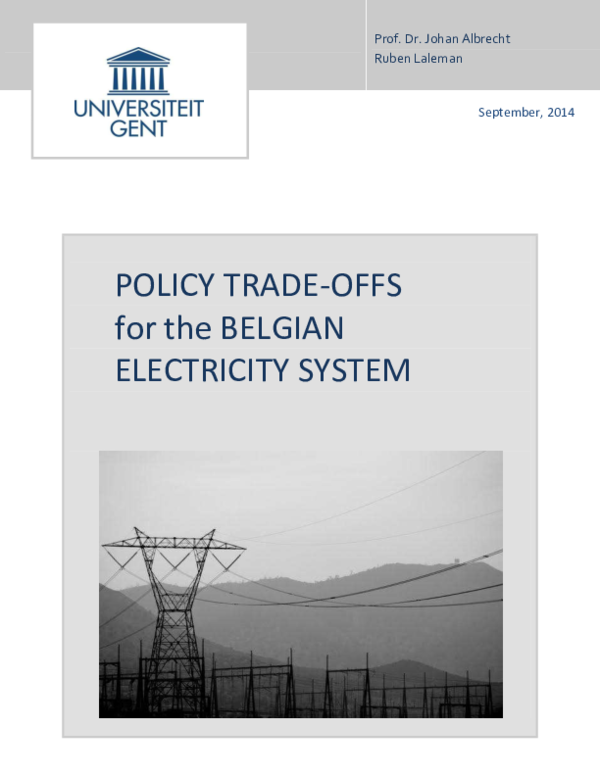 (PDF) POLICY TRADE-OFFS for the BELGIAN ELECTRICITY SYSTEM