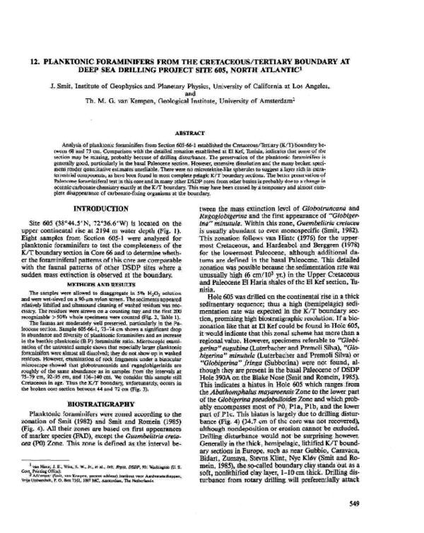 (PDF) 12. PLANKTONIC FORAMINIFERS FROM THE CRETACEOUS/TERTIARY BOUNDARY ...