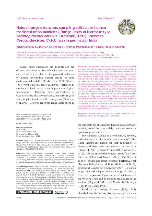 (PDF) Natural range extension, sampling artifact, or human mediated ...