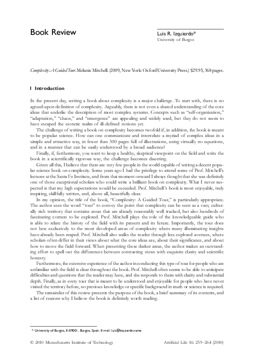 (PDF) Complexity: A Guided Tour. Melanie Mitchell