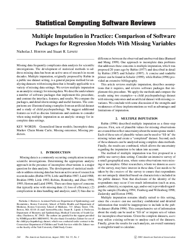 (PDF) Multiple Imputation in Practice