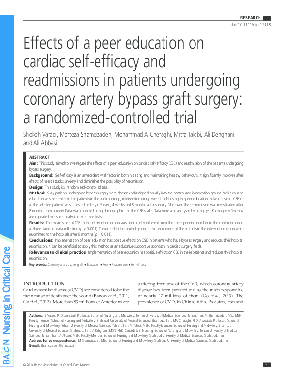 (PDF) Effects of a peer education on cardiac self-efficacy and ...