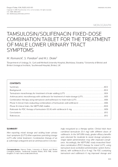 (PDF) Tamsulosin/solifenacin fixed-dose combination tablet for the ...