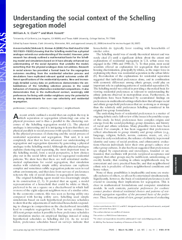 (PDF) Understanding the social context of the Schelling segregation model