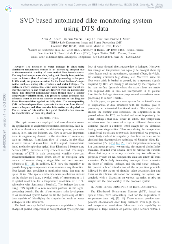 (PDF) SVD based automated dike monitoring system using DTS data