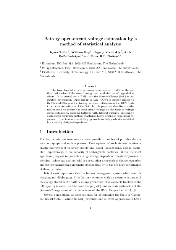 (PDF) Battery open-circuit voltage estimation by a method of statistical analysis