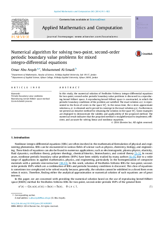 Pdf Numerical Algorithm For Solving Two Point Second Order Periodic