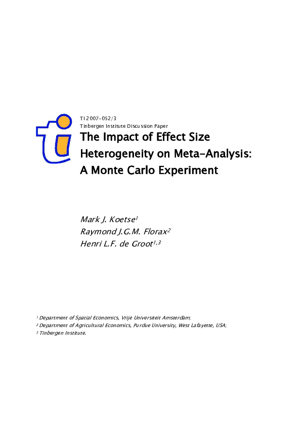 (PDF) The Impact of Effect Size Heterogeneity on Meta-Analysis: A Monte Carlo Experiment
