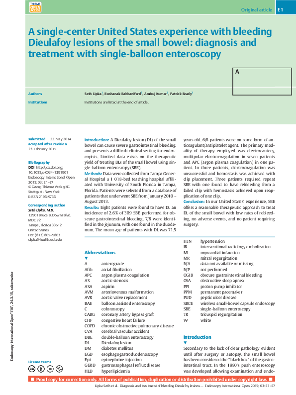 (PDF) A single-center United States experience with bleeding Dieulafoy ...