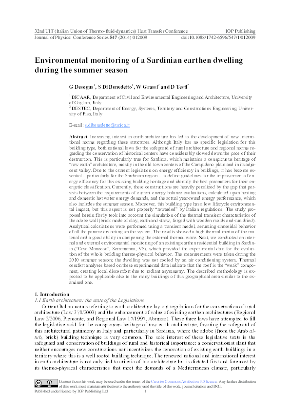 (PDF) Environmental monitoring of a Sardinian earthen dwelling during ...