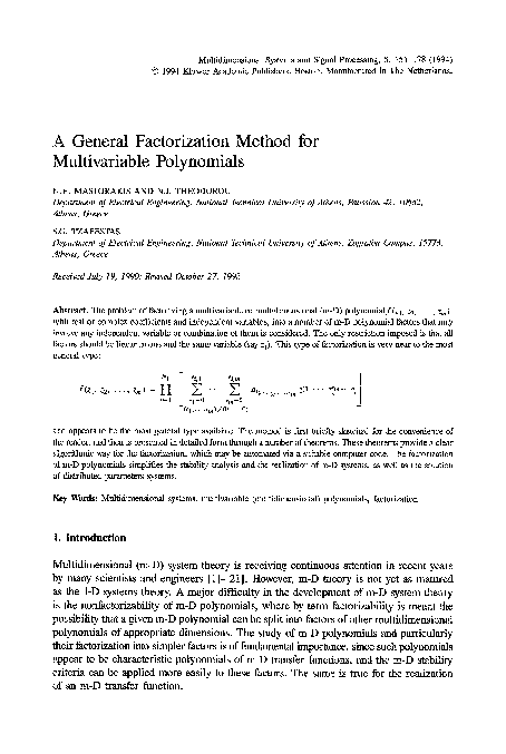 (PDF) A general factorization method for multivariable polynomials