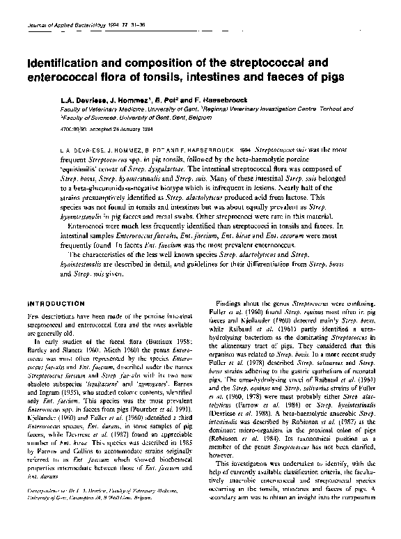 (PDF) Identification and composition of the streptococcal and ...
