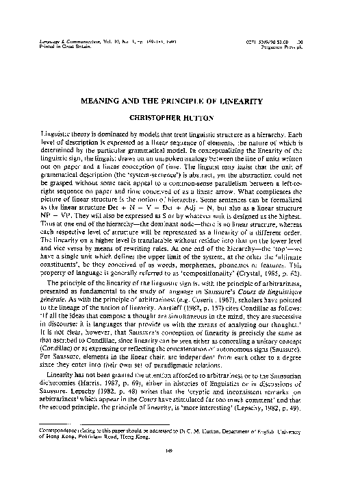 (PDF) Meaning and the principle of linearity