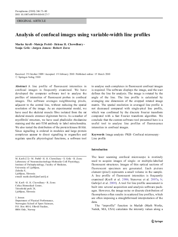 (PDF) Analysis of confocal images using variable-width line profiles
