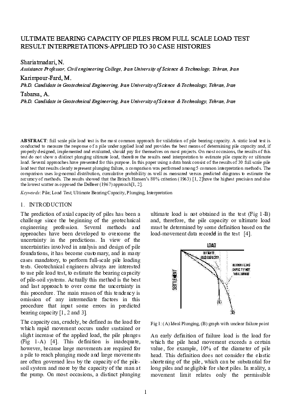 (PDF) ULTIMATE BEARING CAPACITY OF PILES FROM FULL SCALE LOAD TEST ...