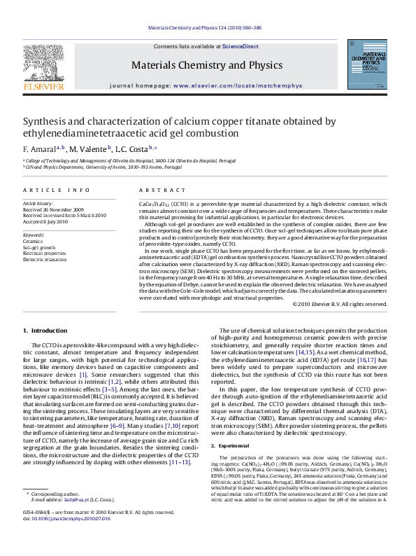 (PDF) Synthesis and characterization of calcium copper titanate ...