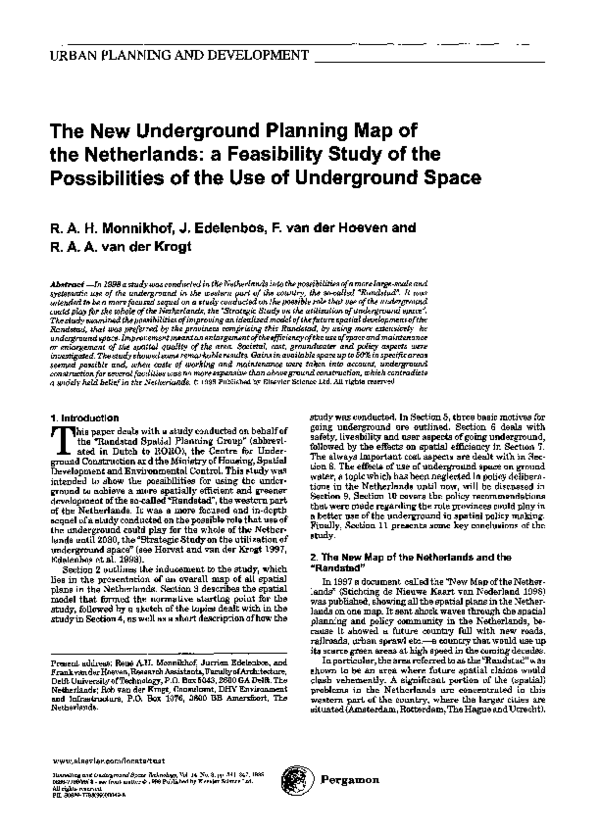(PDF) The new underground planning map of the Netherlands: a ...