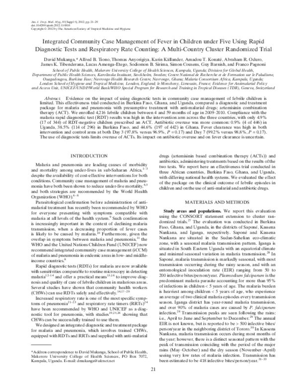 (PDF) Integrated Community Case Management of Fever in Children under ...