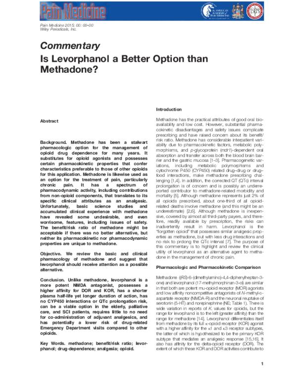 (PDF) Is levorphanol a better option than methadone?