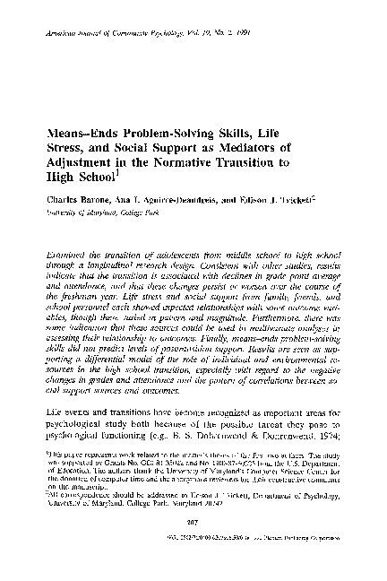 (PDF) Means?ends problem-solving skills, life stress, and social ...