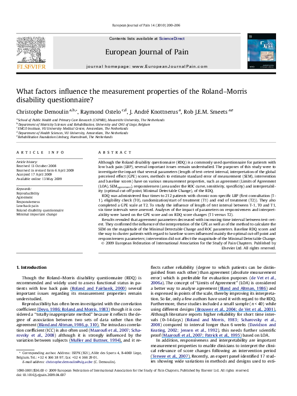 (PDF) What factors influence the measurement properties of the Roland ...