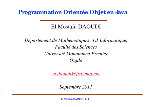 (PDF) Programmation Orientée Objet en Java