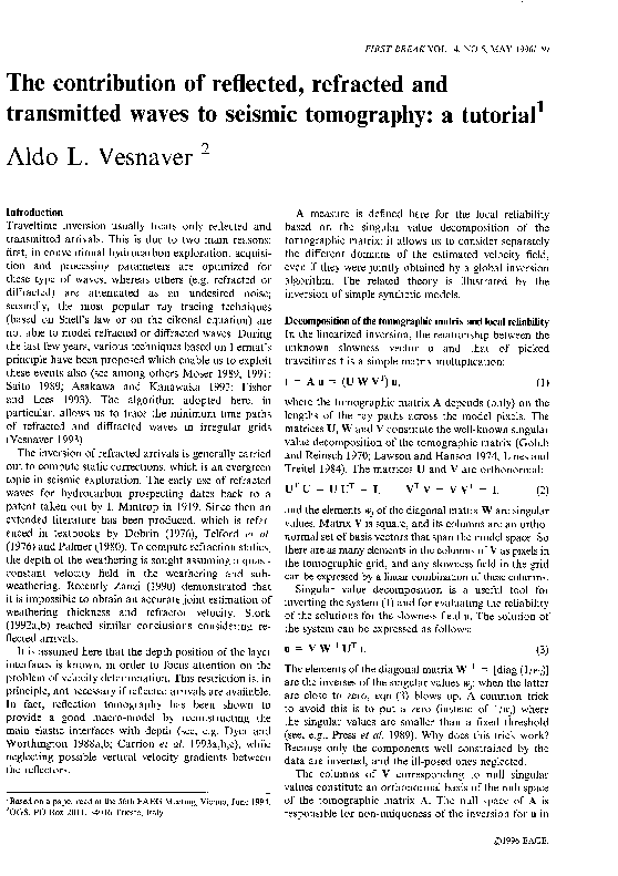 (PDF) The contribution of reflected, refracted and transmitted waves to seismic tomography: a ...