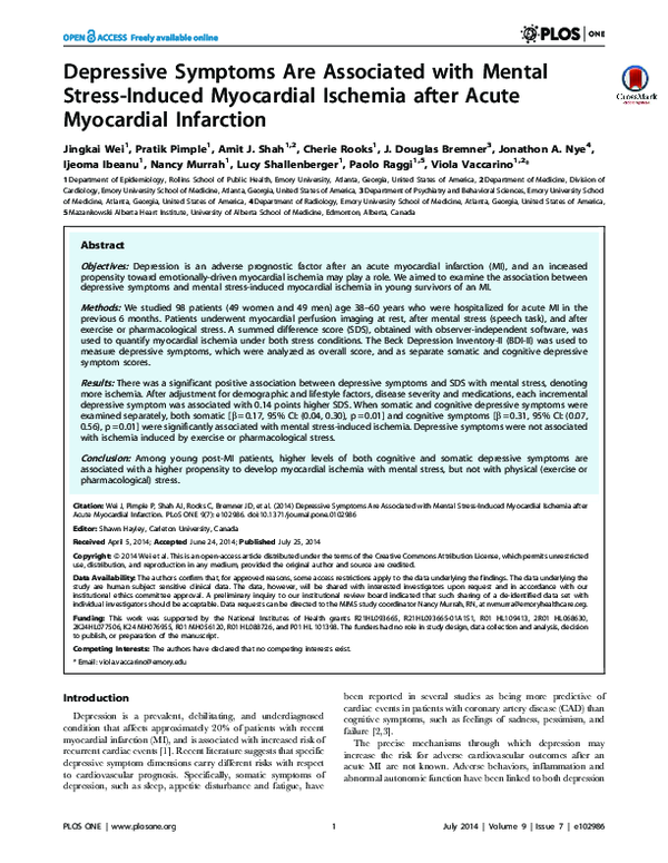 (PDF) Depressive Symptoms Are Associated with Mental Stress-Induced ...