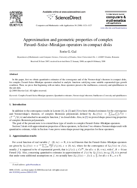 (PDF) Geometric Properties of Complex Szász-Mirakjan Operators